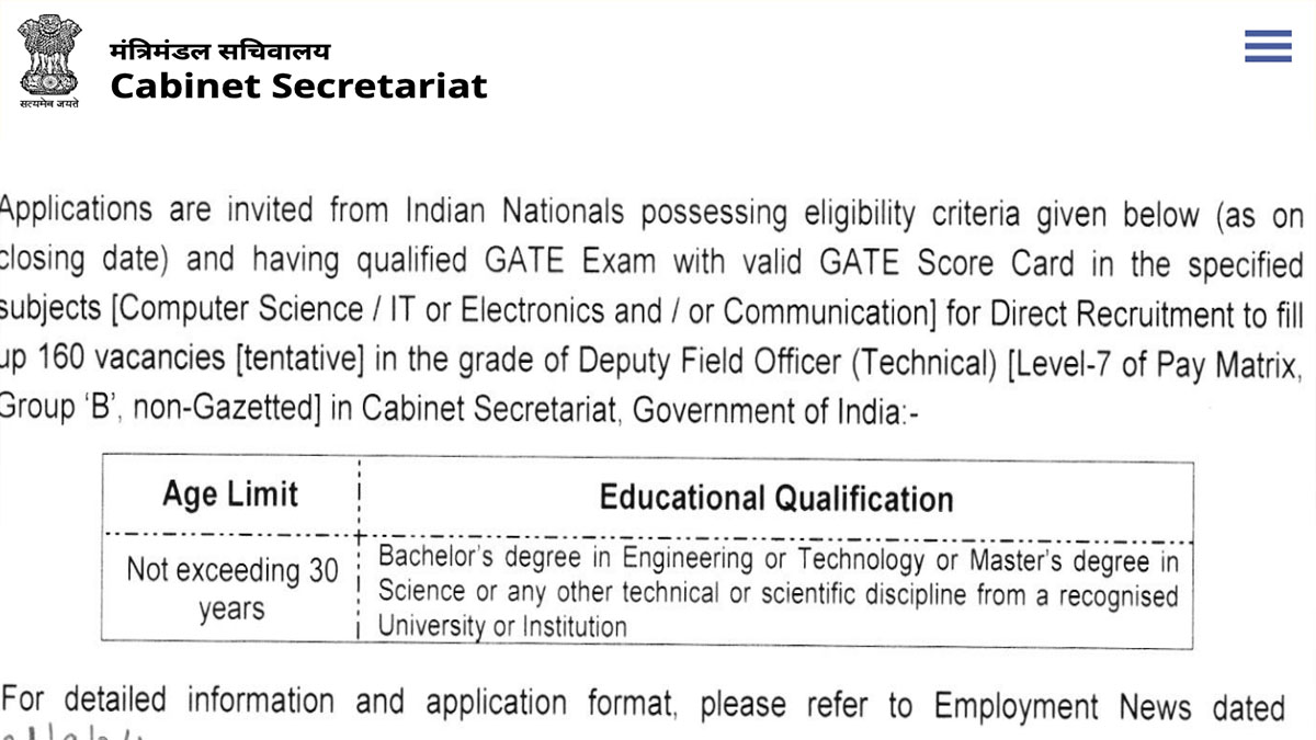 Cabinet Secretariat DFO Tech Recruitment 2024 (OUT) Degree Pass 160 ...